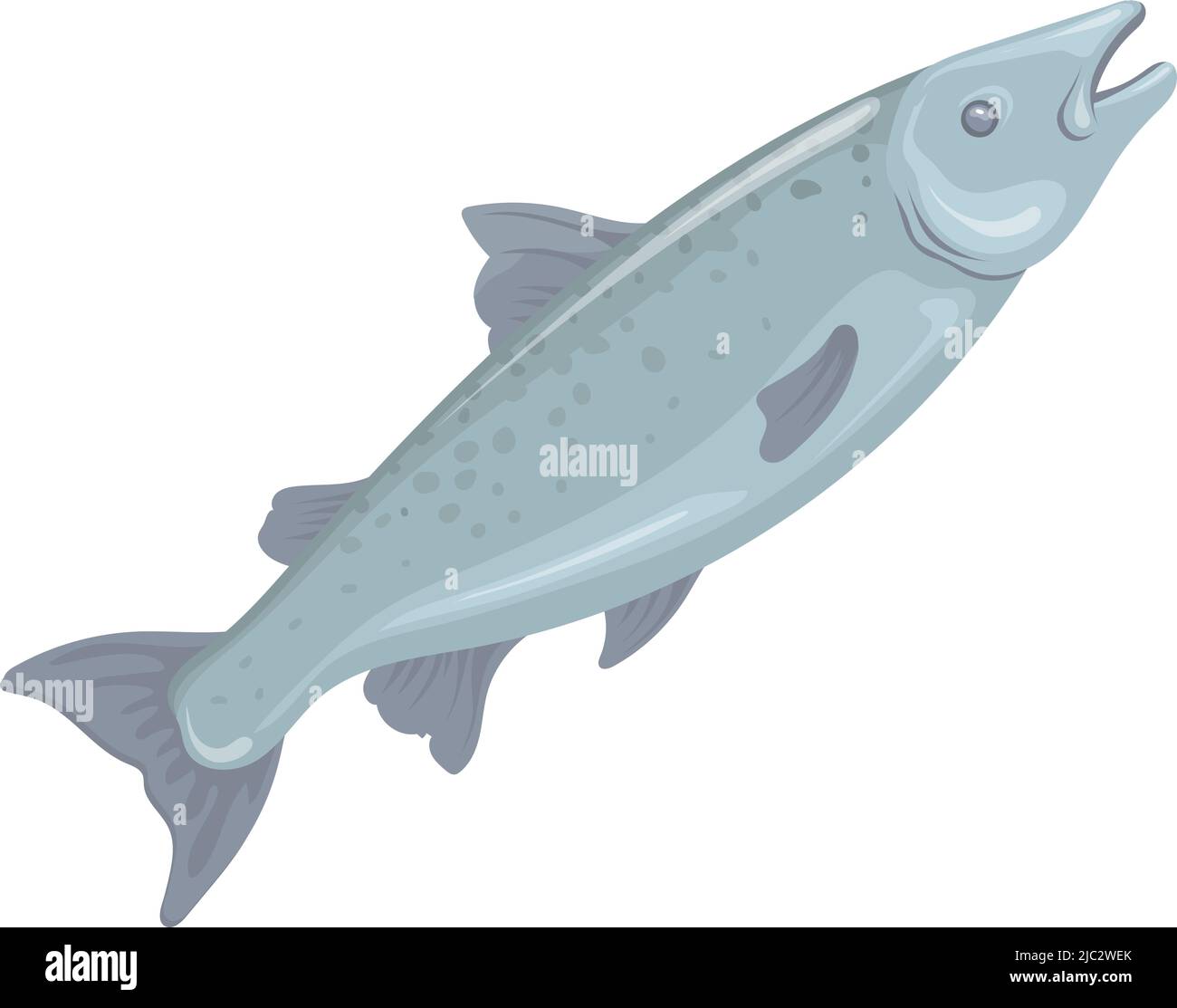 Salmon icon. Raw red fish. Cartoon seafood isolated on white background ...