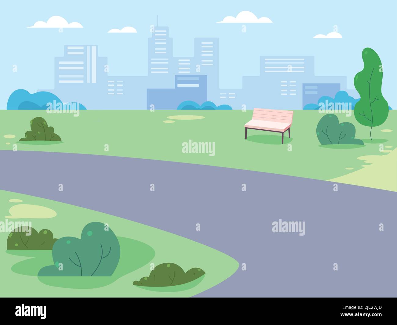 Park scene background. Green city area landscape. Vector illustration ...