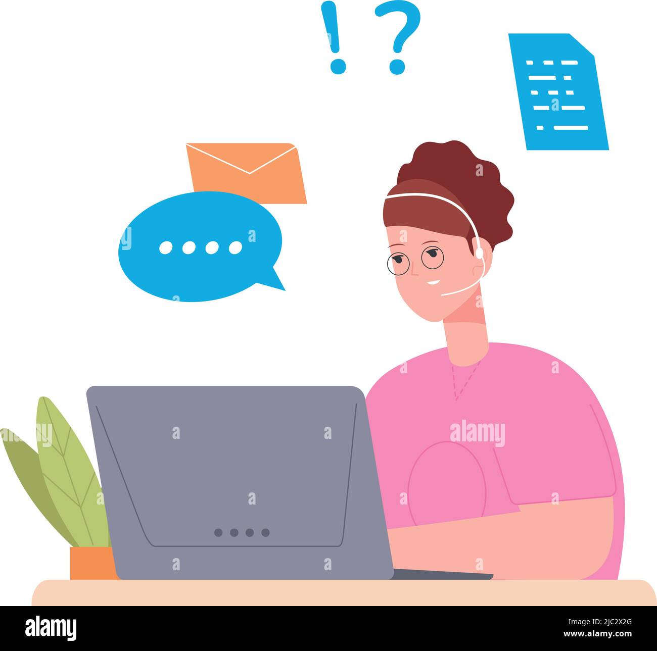 Customer service worker answer client questions in chat and email ...