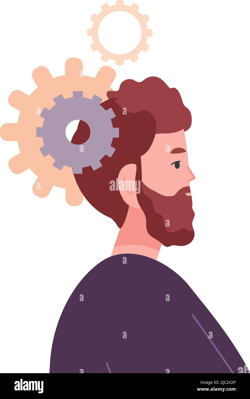 Problem solving thinking process. Human head with gears isolated on ...