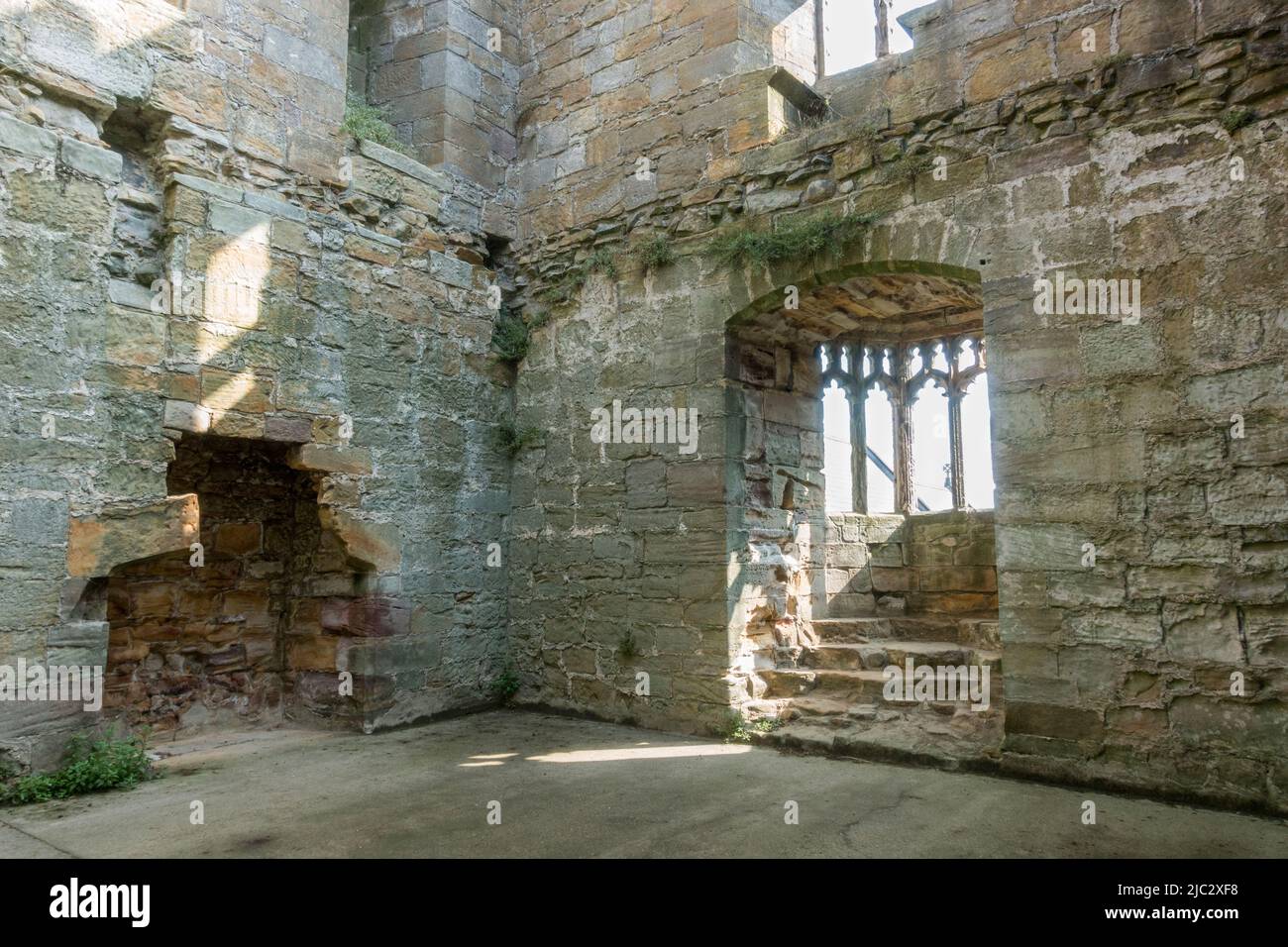 Detail inside the Marmion Tower, West Tanfield, North Yorkshire, UK ...