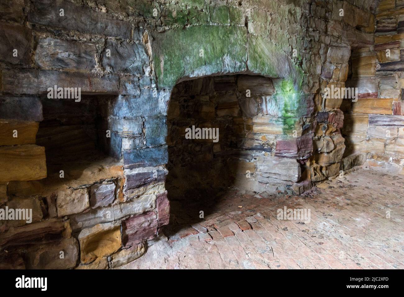 Detail inside the Marmion Tower, West Tanfield, North Yorkshire, UK ...