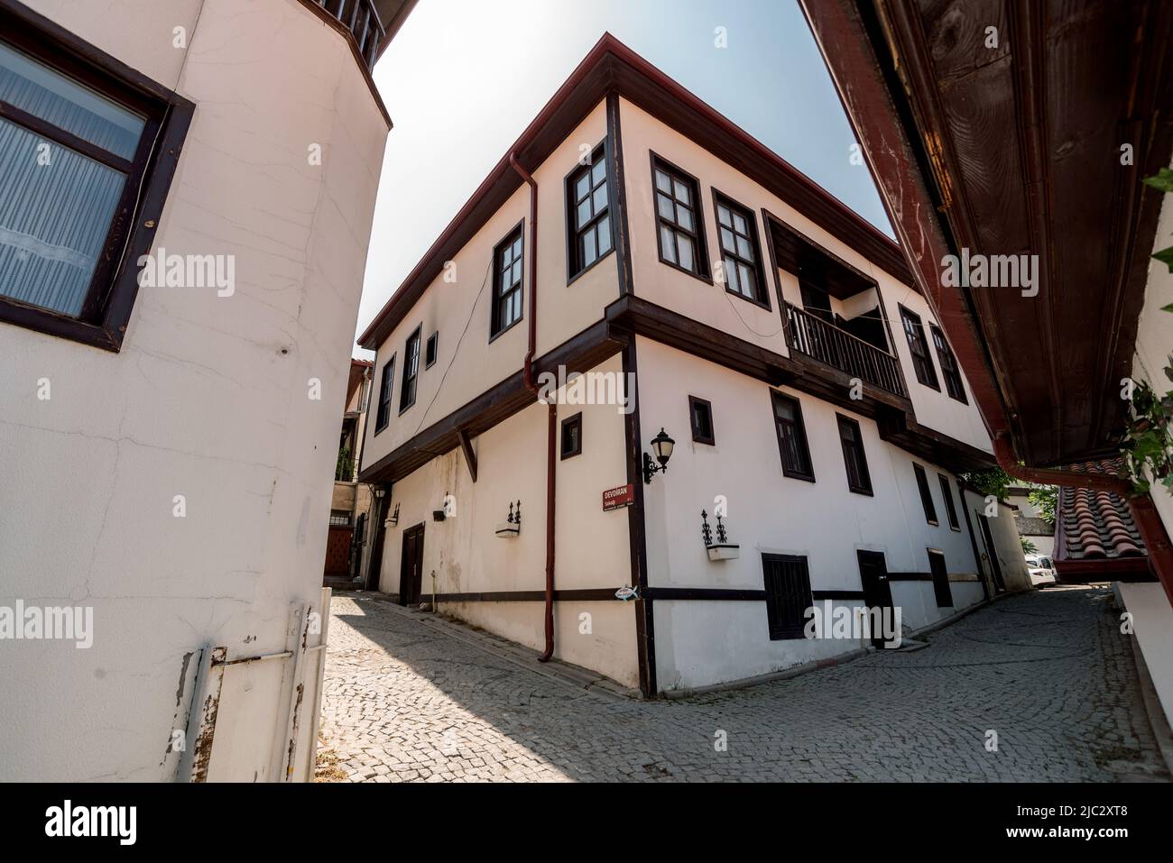 Restored old houses inside the city walls of Ankara castle, the old ...