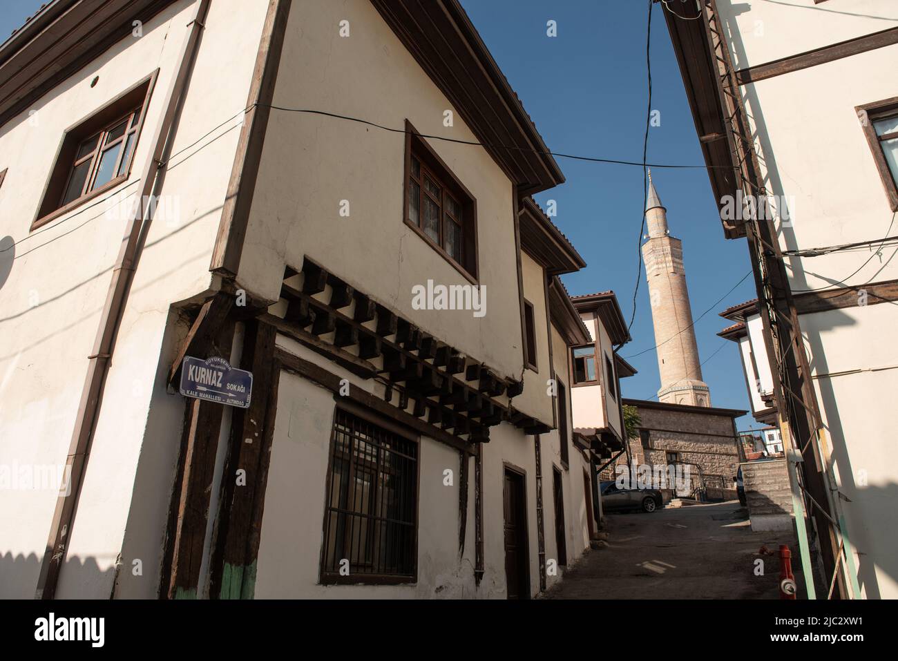 Restored old houses in Ankara castle. Ankara Castle is a 7th-century ...