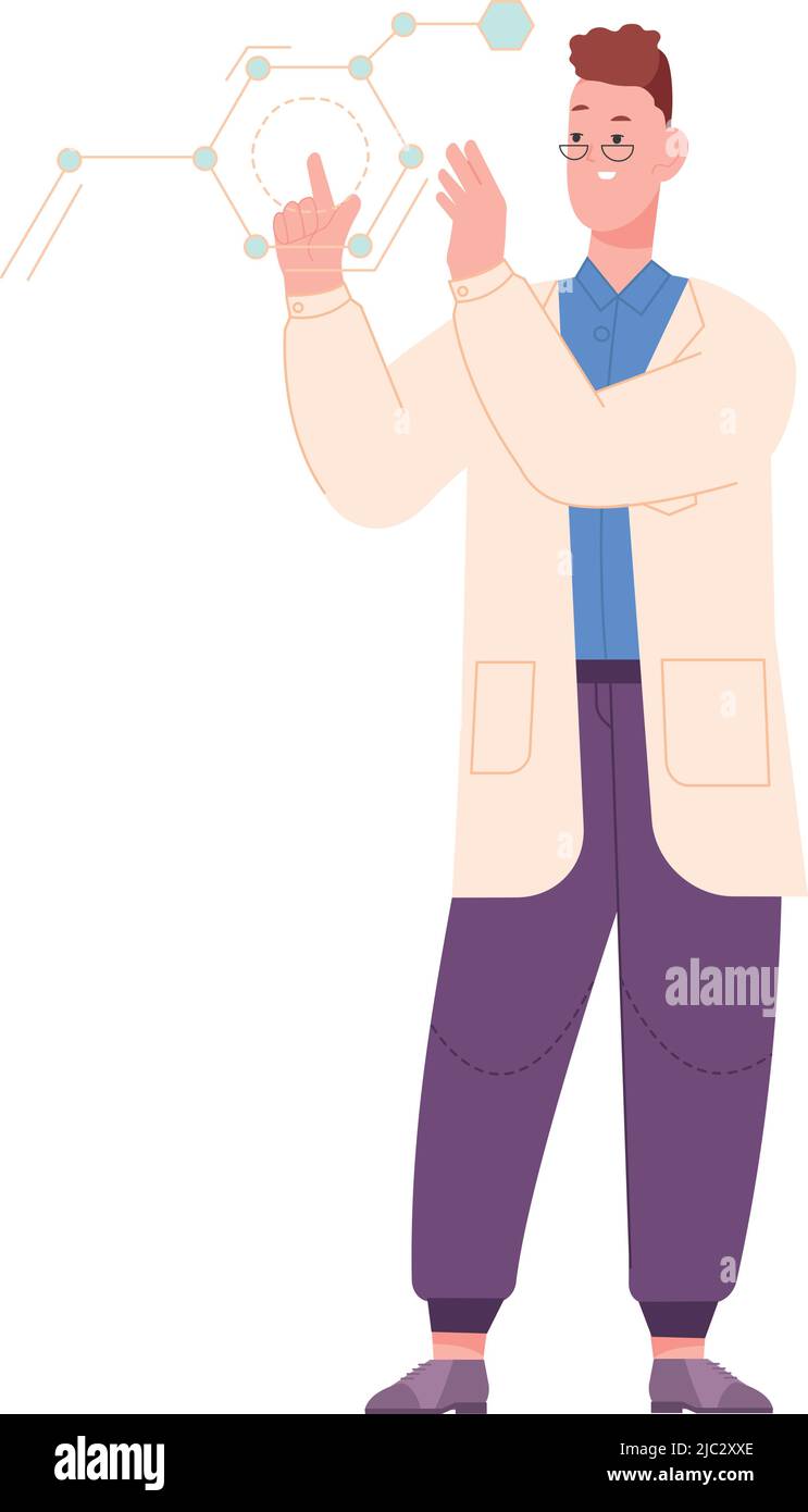 Man showing research model. Scientific structure presentation isolated ...