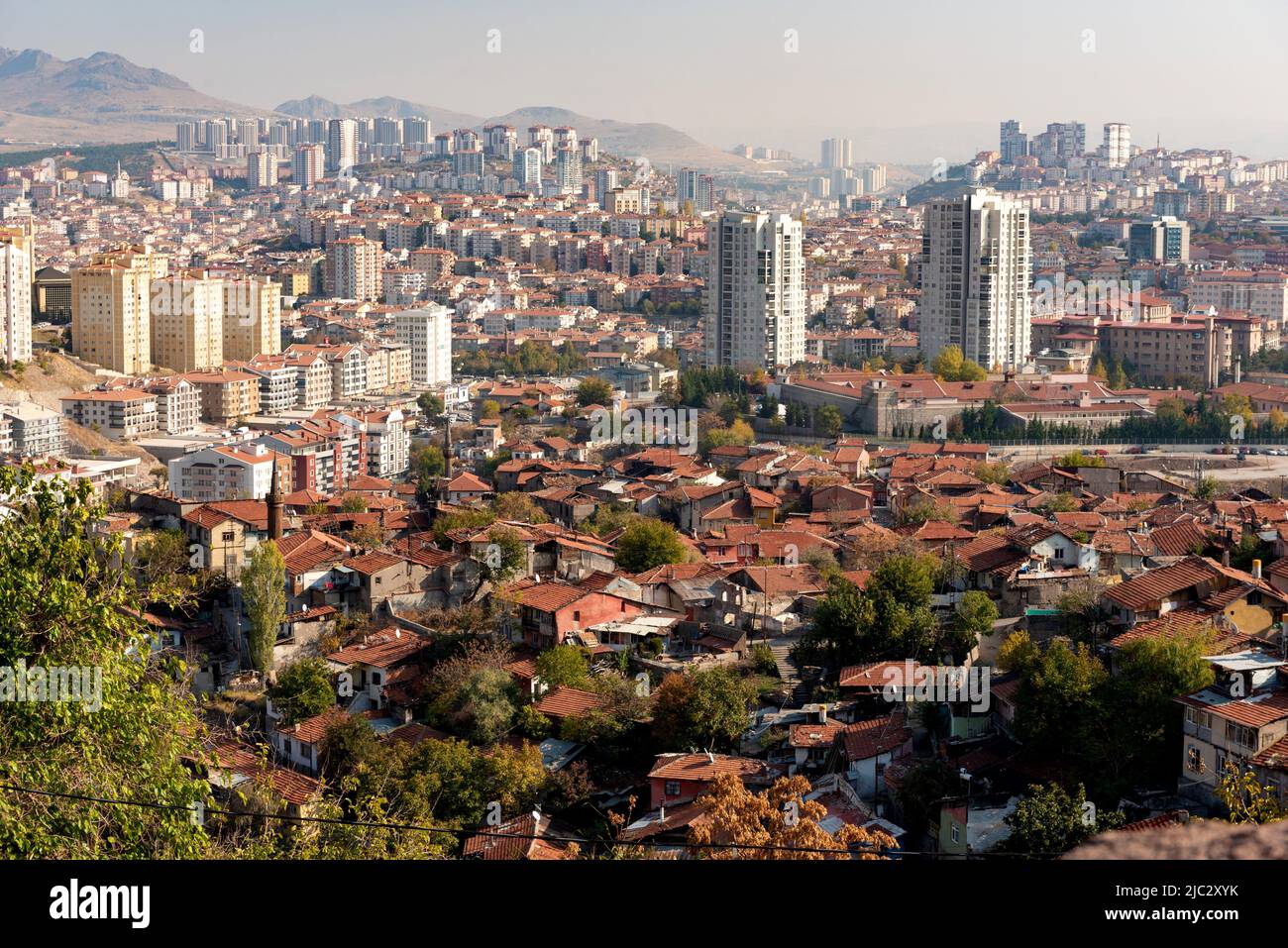 General view of the modern houses, apartment blocks and traditional ...