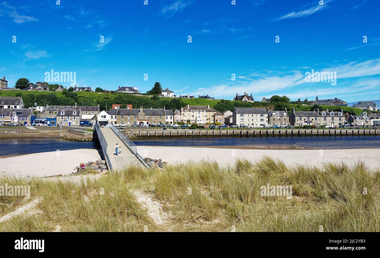 LOSSIEMOUTH MORAY SCOTLAND THE NEW BRIDGE OVER THE RIVER LOSSIE FROM ...
