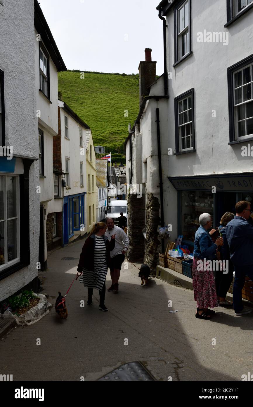 Tourists on Fore Street Port Issac Cornwall England uk Stock Photo - Alamy