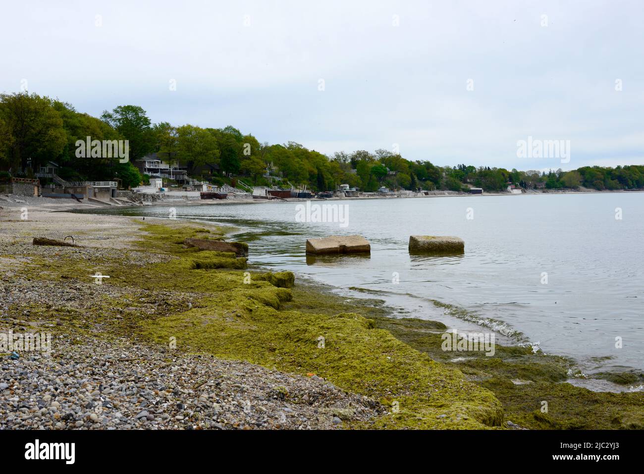 Lake Erie shore and beaches part of the Great Lakes. Freshwater lakes ...