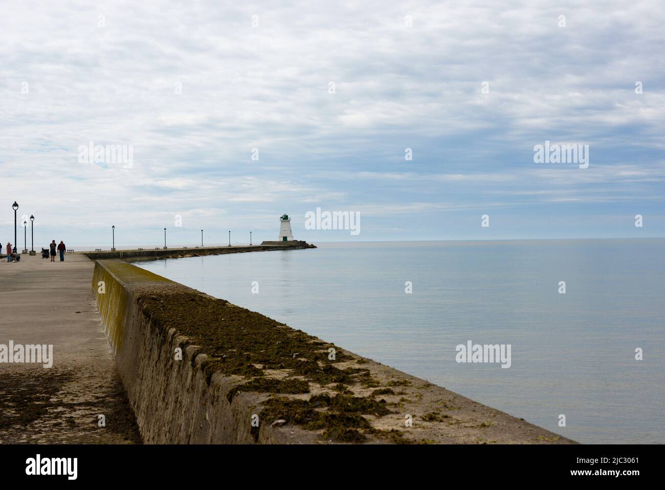 Port Maitland lighthouse and pier at the mouth of the Grand River ...