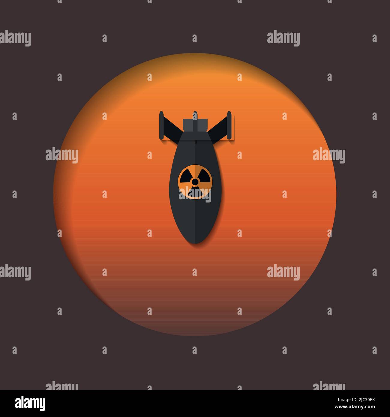 vector illustration of a postcard in a paper-cut style. a nuclear bomb ...