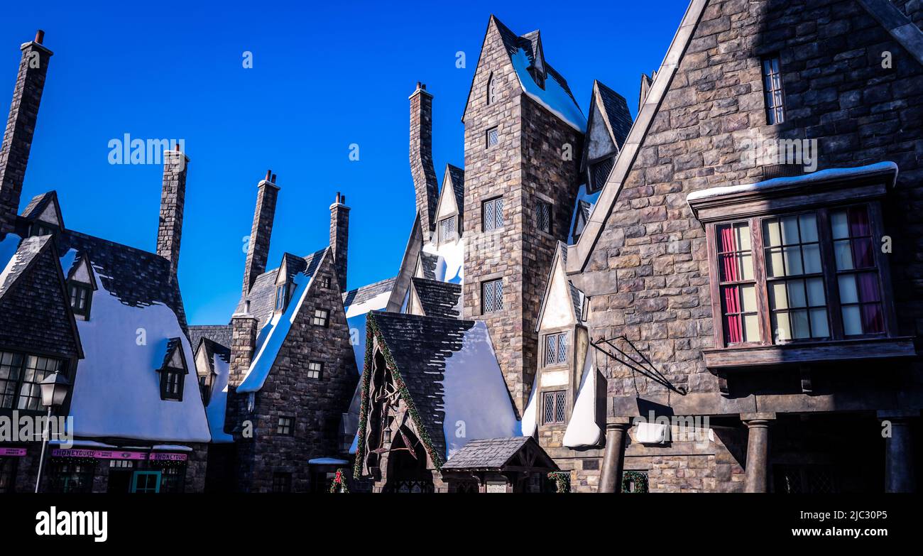 Amazing View to the Hogsmeade Village near Hogwarts Castle Stock Photo ...