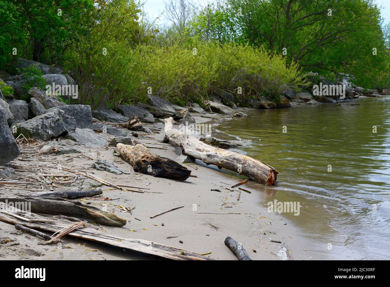 Lake Erie shore and beaches part of the Great Lakes. Freshwater lakes ...