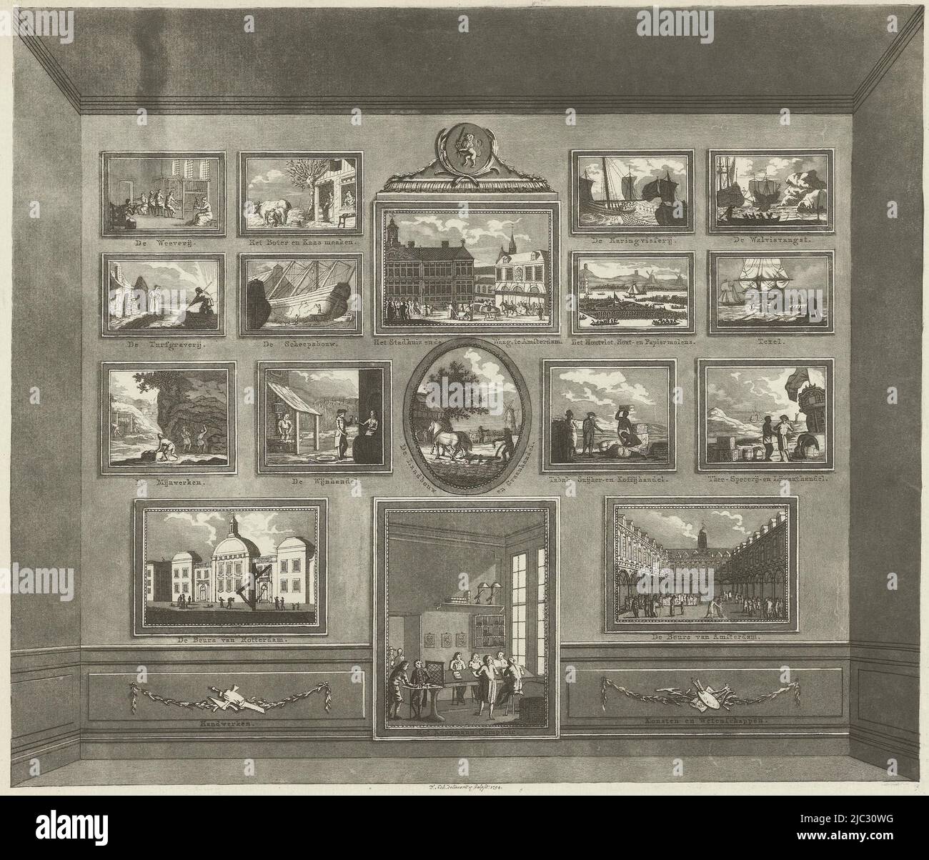 Interior with seventeen paintings depicting the main pillars of Dutch ...