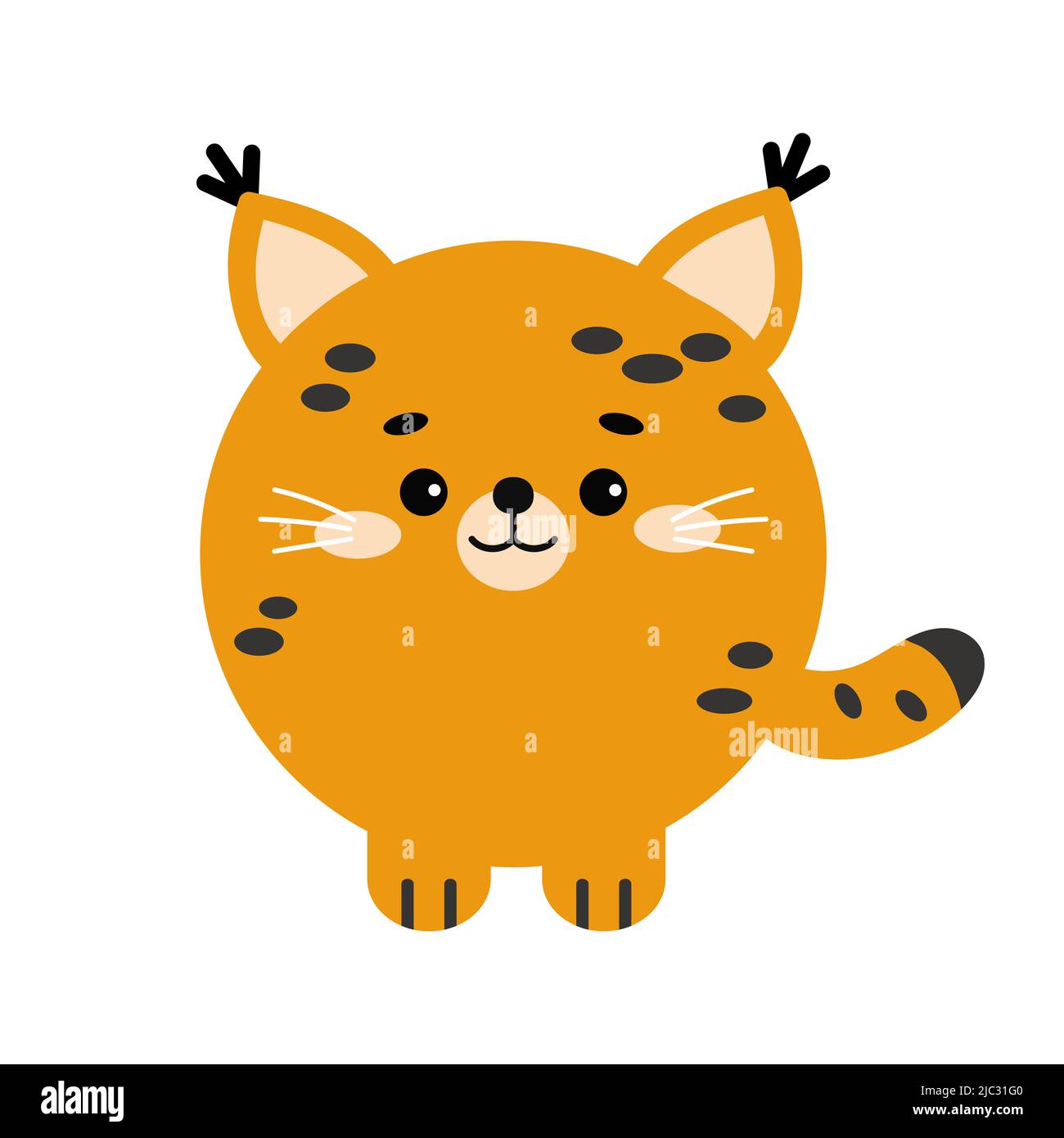 Circle lynx forest animal face with paws icon isolated on white ...