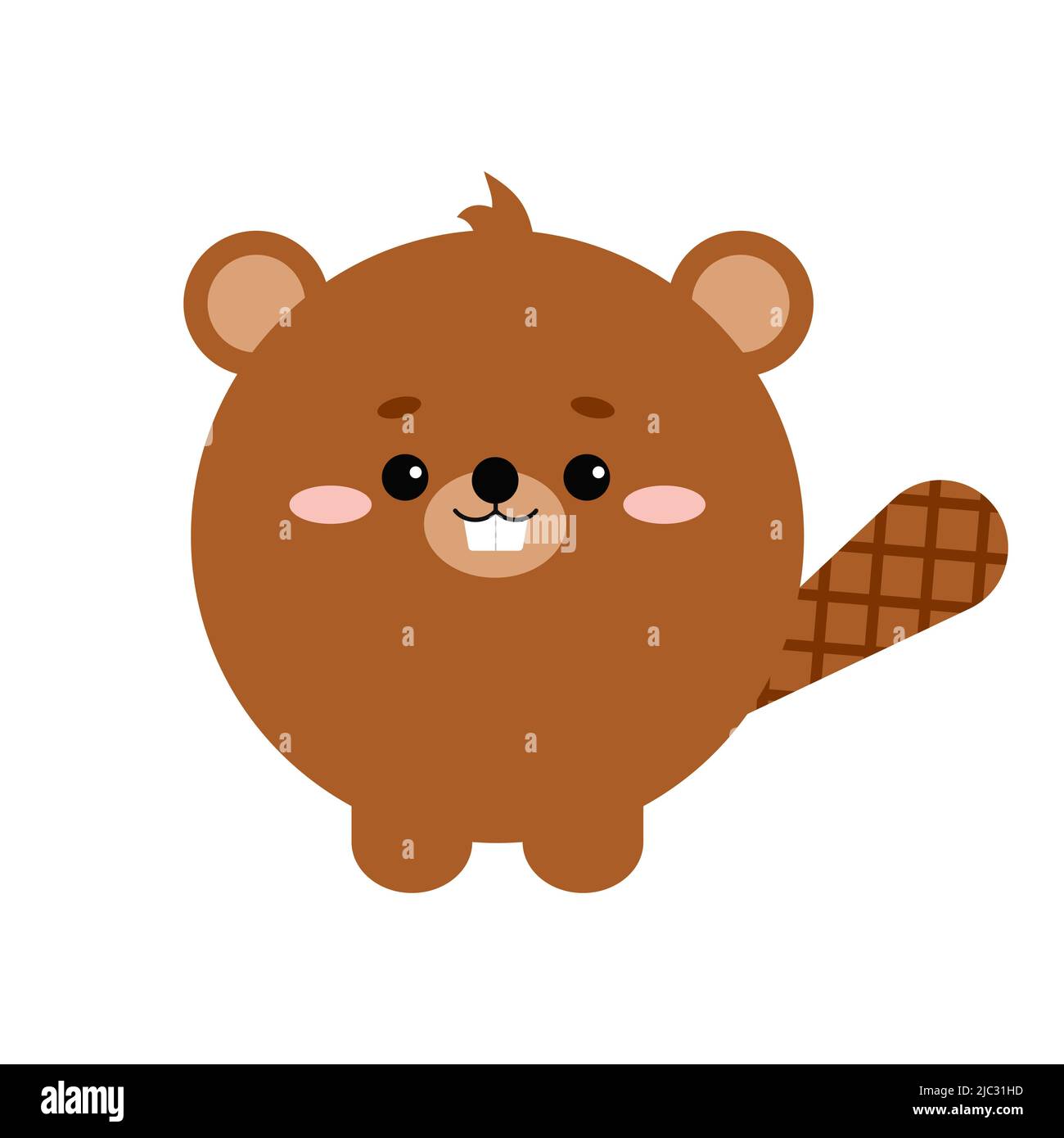 Circle beaver forest animal face with tail icon isolated on white ...