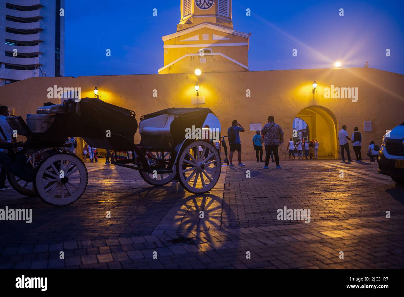Popular Clock Tower, entrance to the walled old city of Cartagena de ...