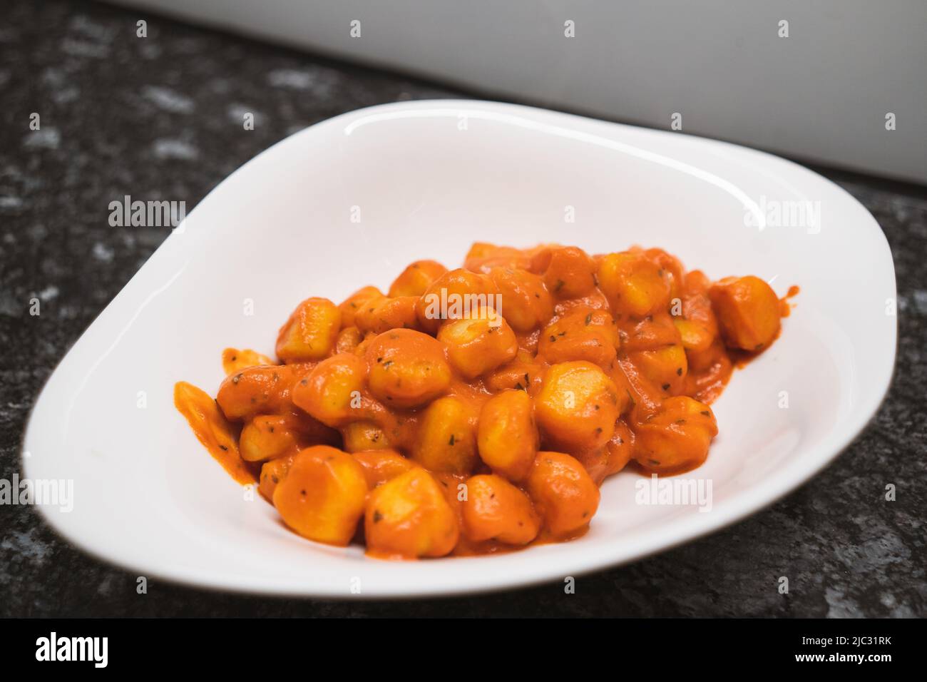 Delicious gnocchi made from potatoes in the Italian style are prepared ...