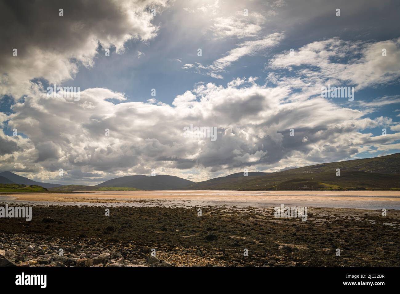 A bright summer, HDR seascape of the tidal estuary that is the Kyle of ...