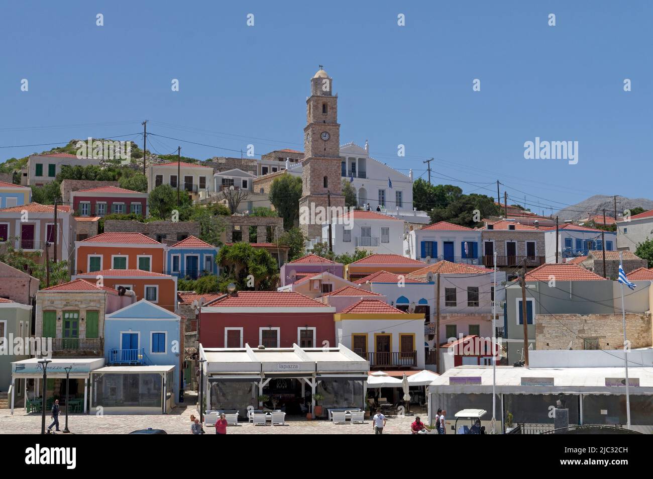 View from Dodecanese Express ferry boat to Halki Island, near Rhodes ...