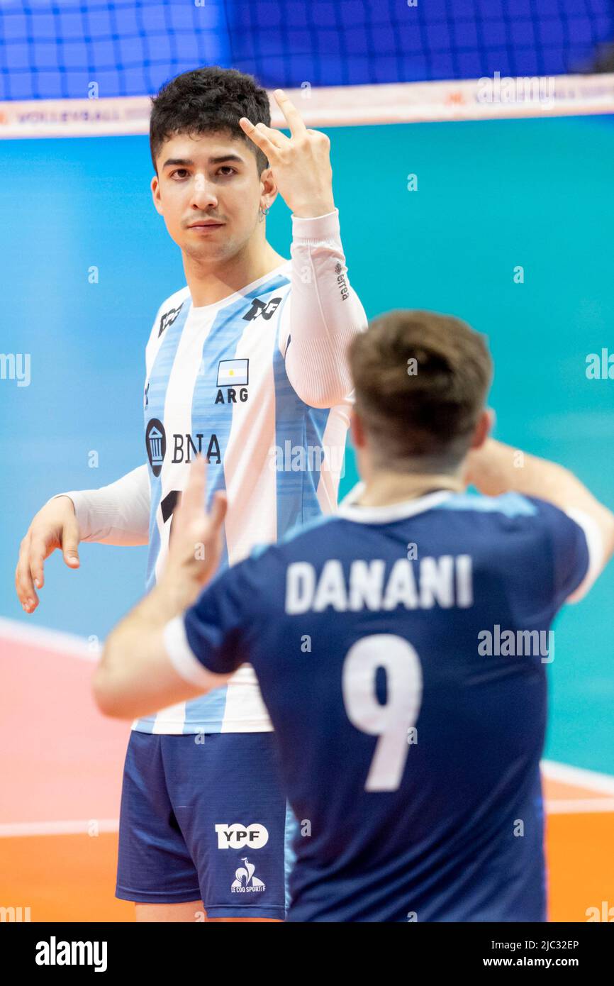 Ottawa, Canada. 09 Jun 2022. Matias Sanchez (1 -- of Argentina) in FIVB ...