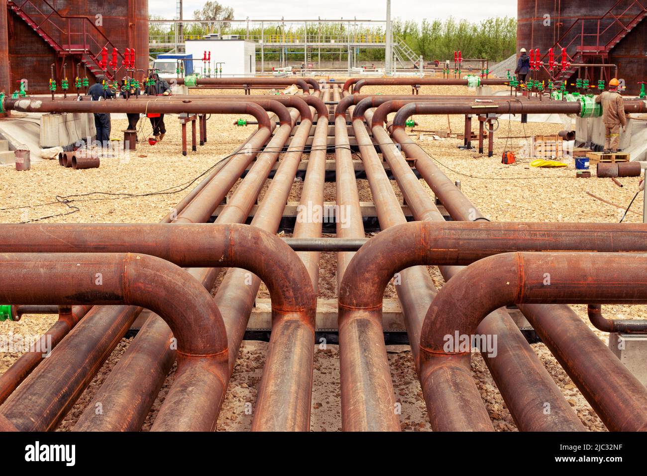Gas pipes outside. Steel pipes for replacement of communications ...