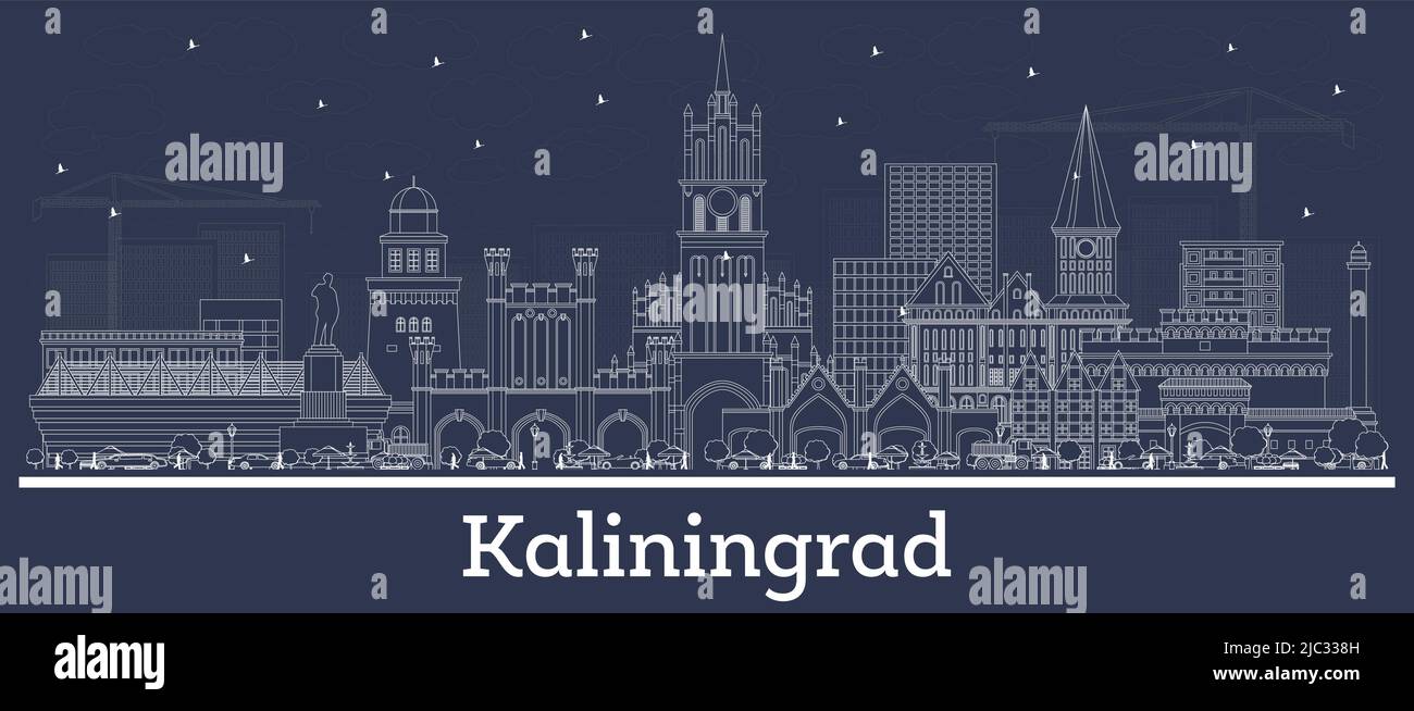 Outline Kaliningrad Russia City Skyline with White Buildings. Vector ...