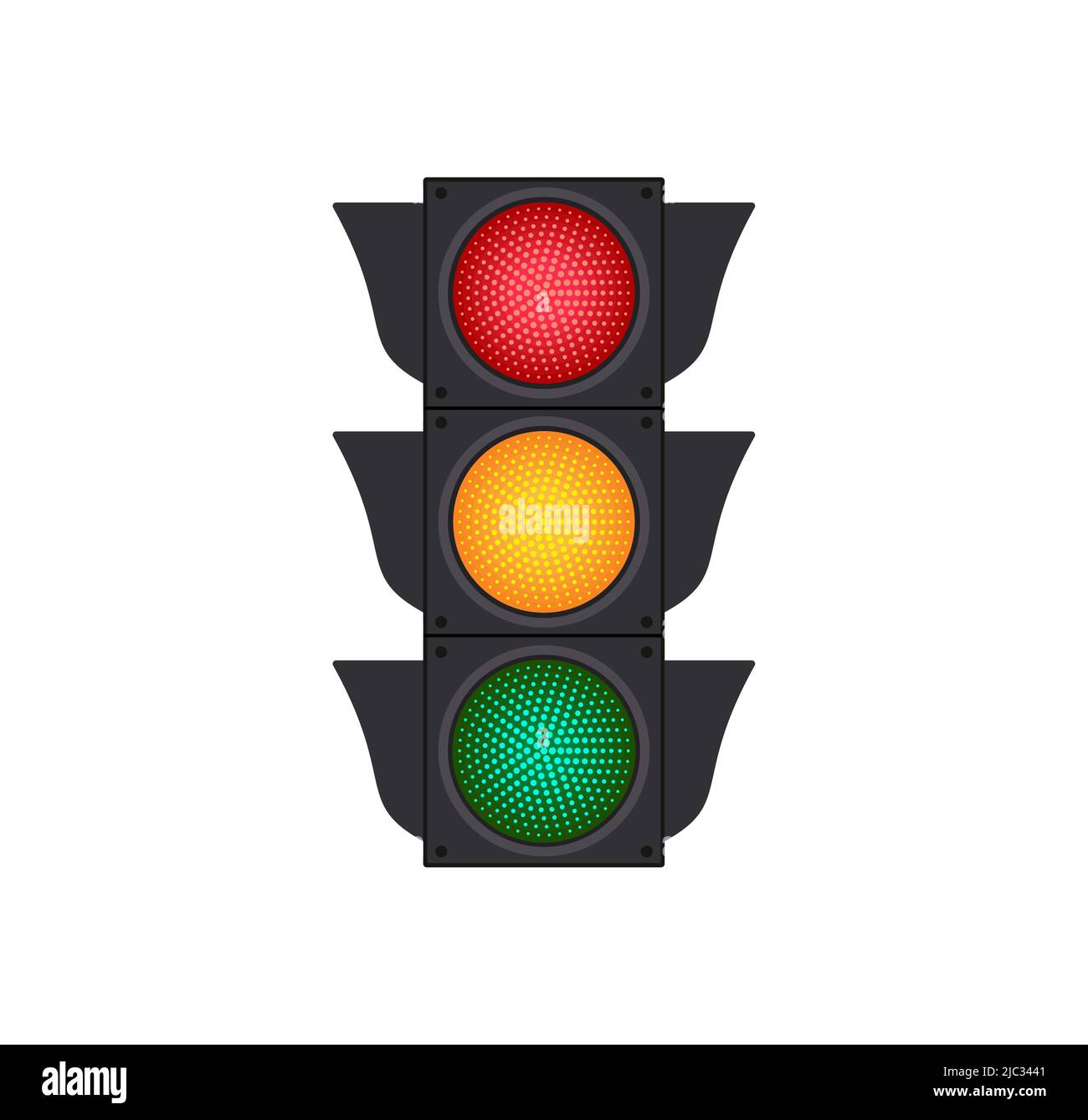Icons depicting typical horizontal traffic signals with red light above ...