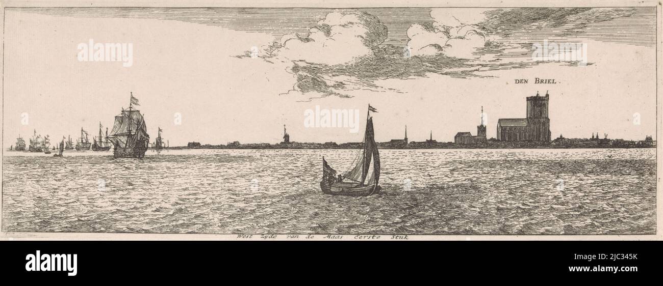 View of the west side of the river Maas, Brielle (Den Briel) in the ...