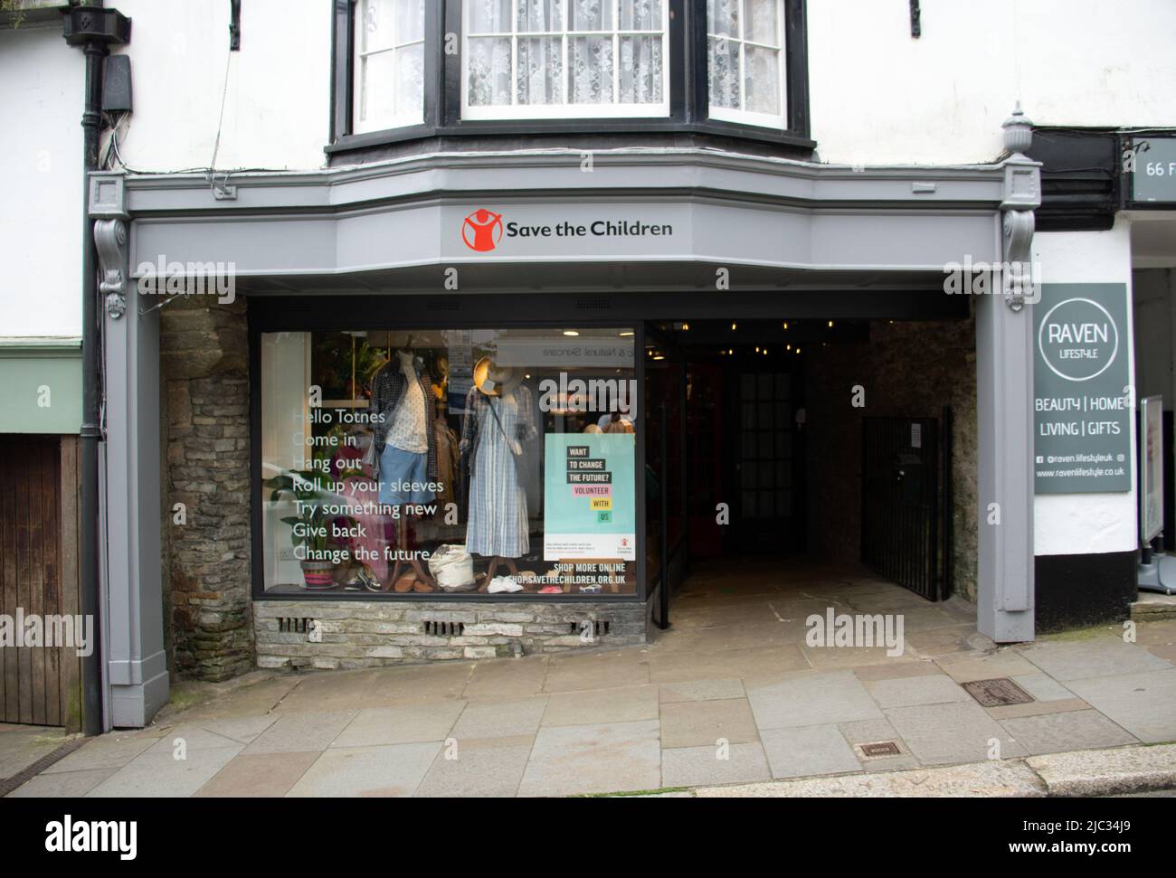 TOTNES, UK - JUNE 26, 2021 branch of Saver the Children charity shop on ...
