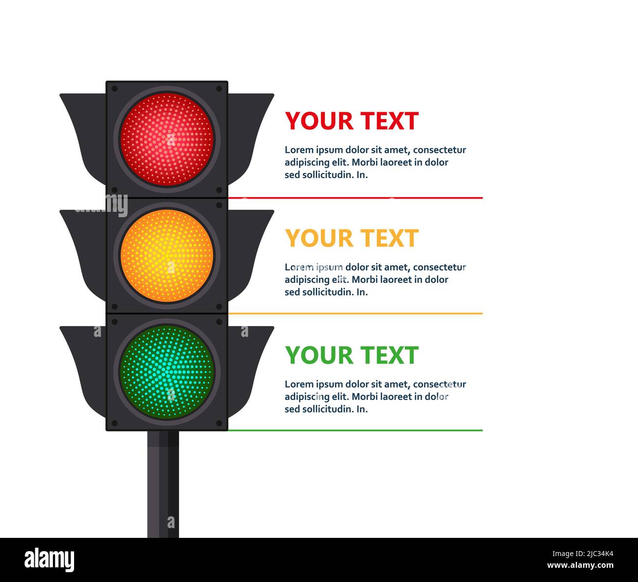 Icons depicting typical horizontal traffic signals with red light above ...