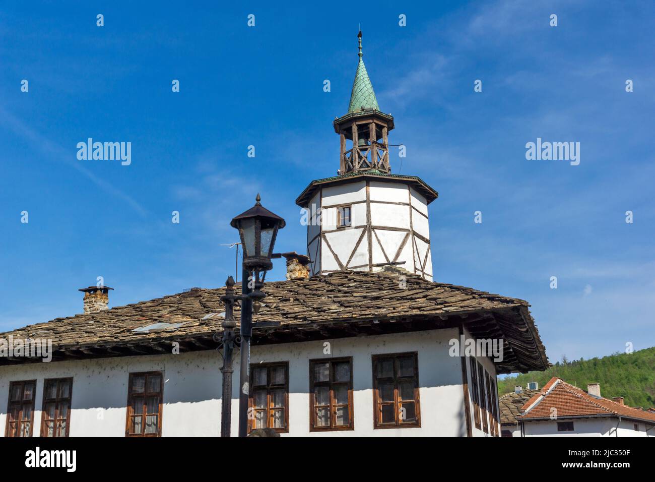 TRYAVNA, BULGARIA - MAY 3, 2021: Typical street at the center of town ...