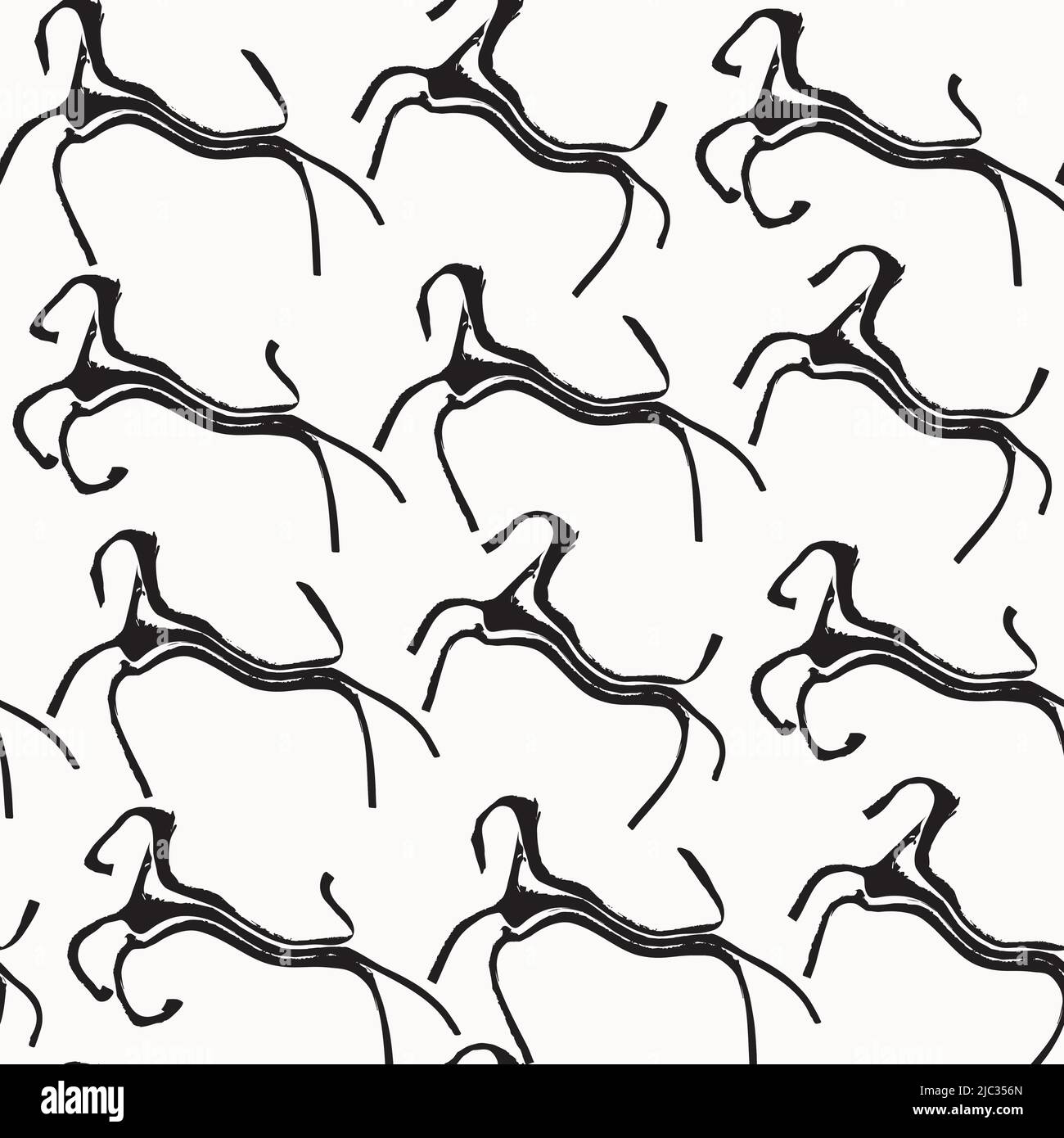 Prehistoric style horse cave art vector seamless pattern background ...