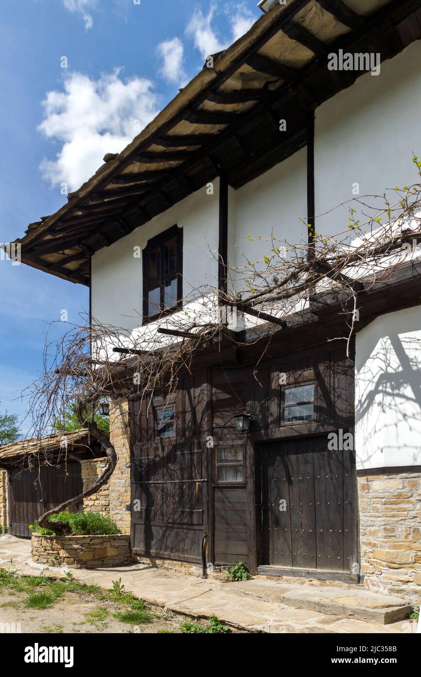 Typical street and old houses at historical village of Bozhentsi ...