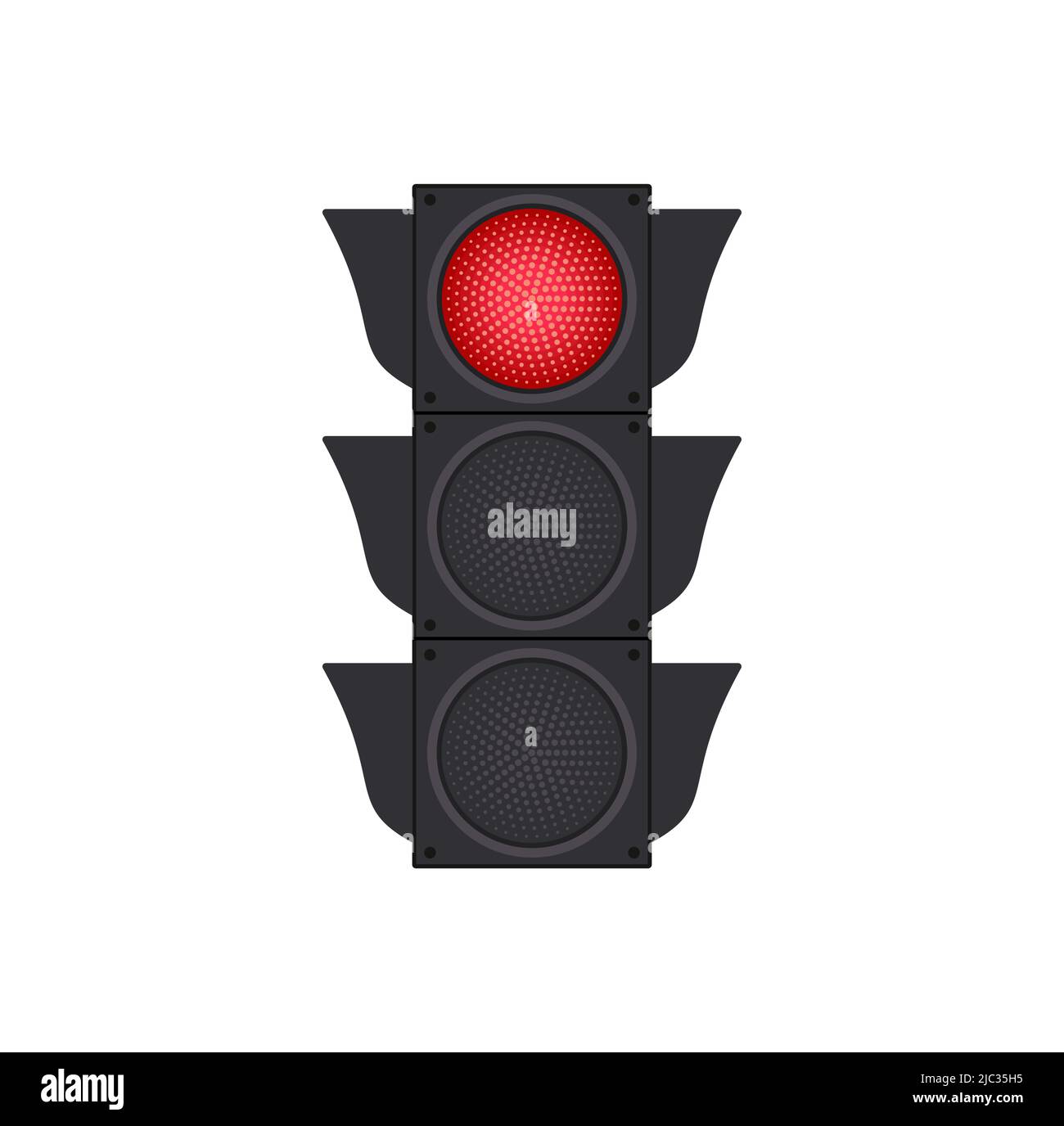 Icons depicting typical horizontal traffic signals with red light in ...