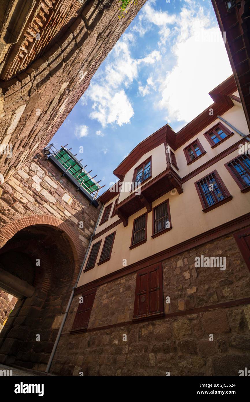 Turkish house in Ankara Castle. Ottoman or Turkish civil architecture ...