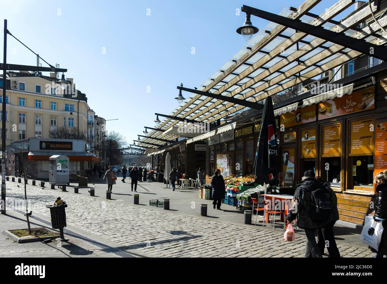SOFIA, BULGARIA -FEBRUARY 25, 2022: Ladies' bazzar former Georgi Kirkov market at the center of ...