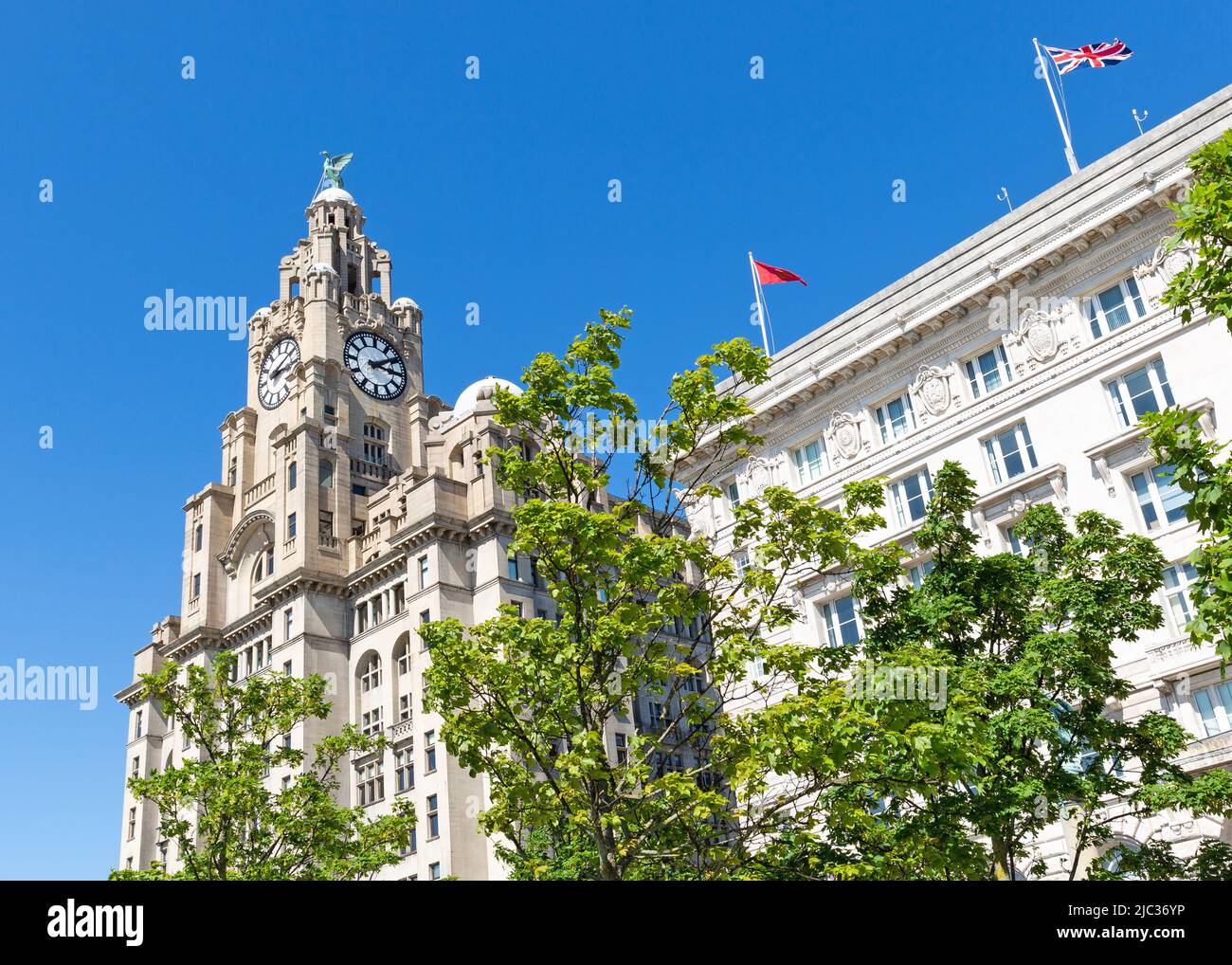 Royal Liver Building and Cunard Building, Pier Head, Liverpool, England ...