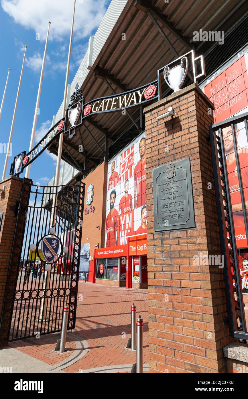 Paisley Gates, Liverpool FC, Anfield Stadium, Liverpool, England, UK ...