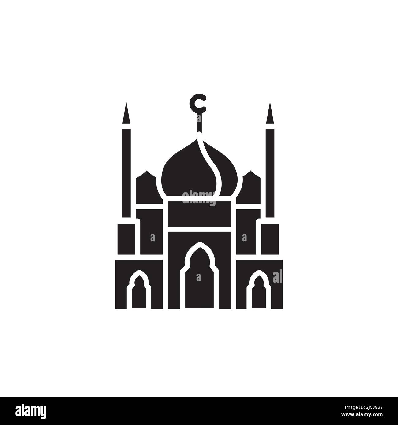 Historic Muslim Mosque Line Color Icon Isolated Vector Element Outline Pictogram For Web Page