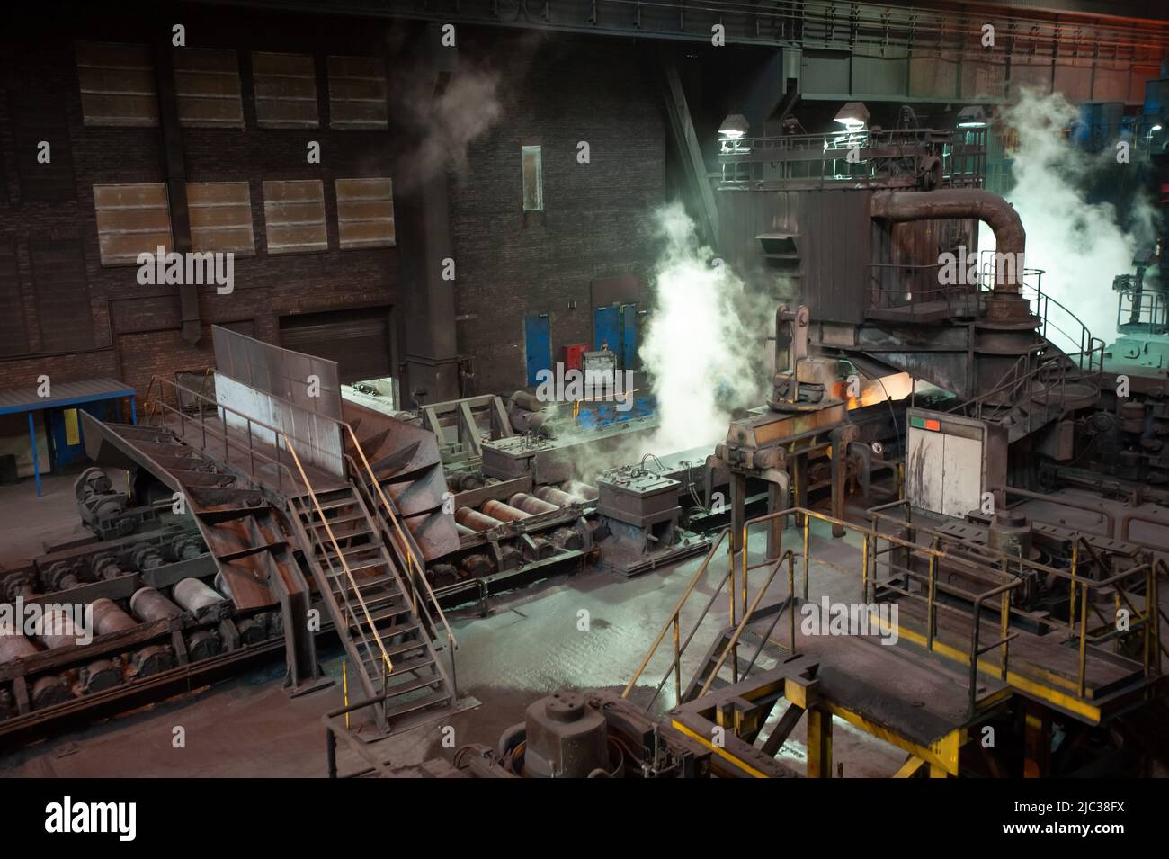 Metallurgical factory in Germany, hot rolled metal conveyor, sheet ...