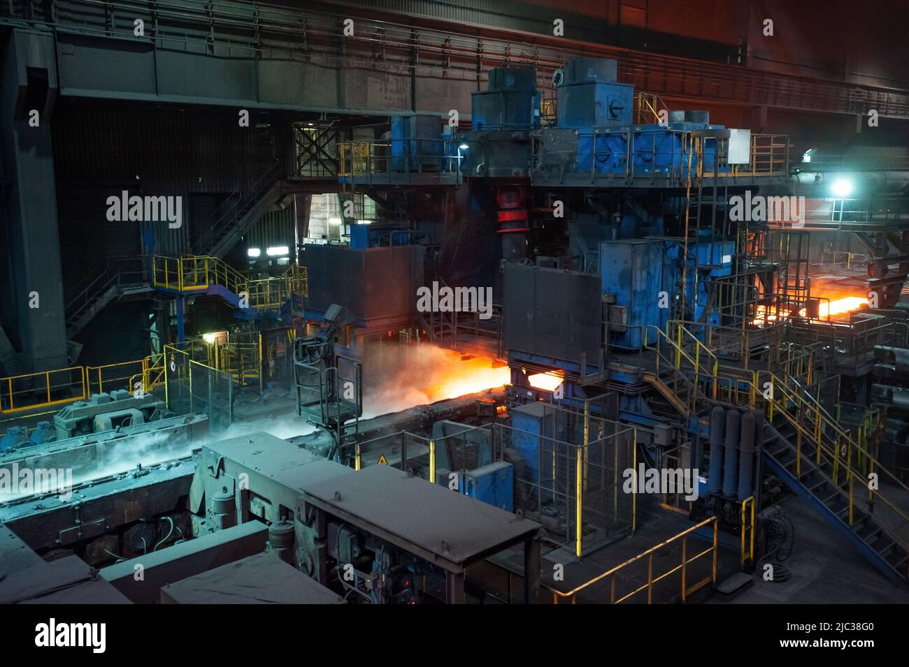 Metallurgical factory in Germany, hot rolled metal conveyor, sheet ...