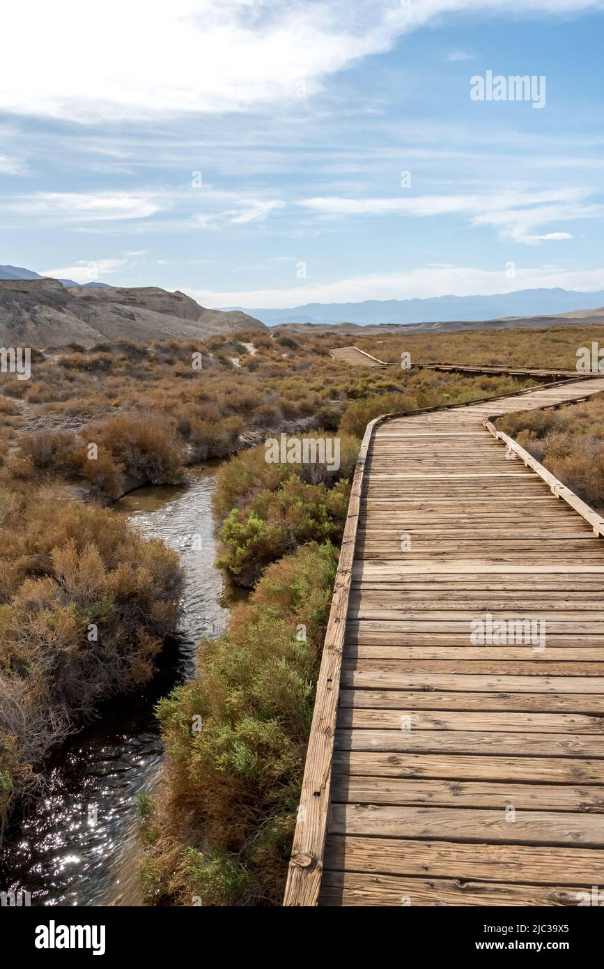 Salt Creek flows beside the boardwalk interpretive trail in Death ...