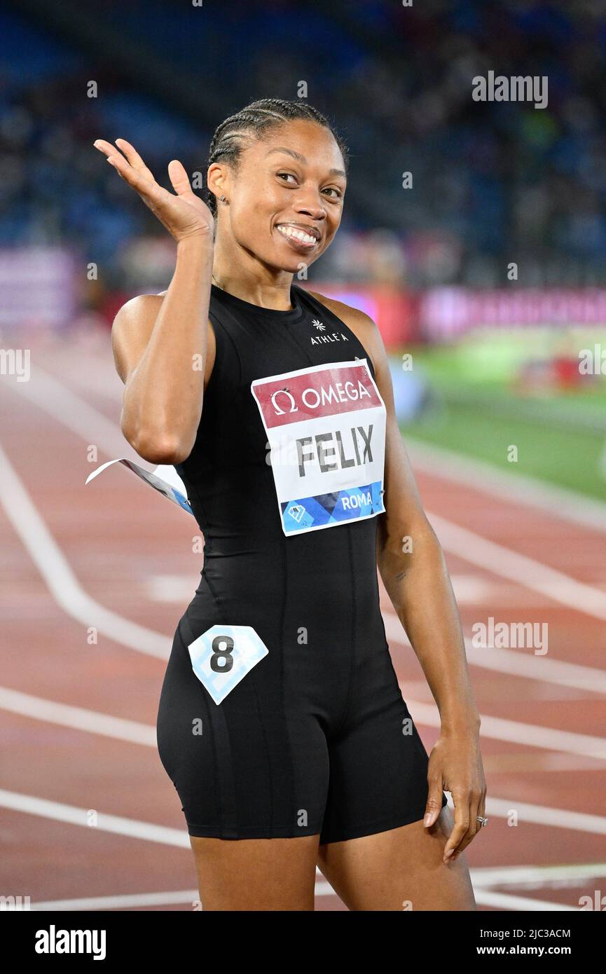 Allison Felix (USA) during the Wanda Diamond League Golden Gala meeting ...