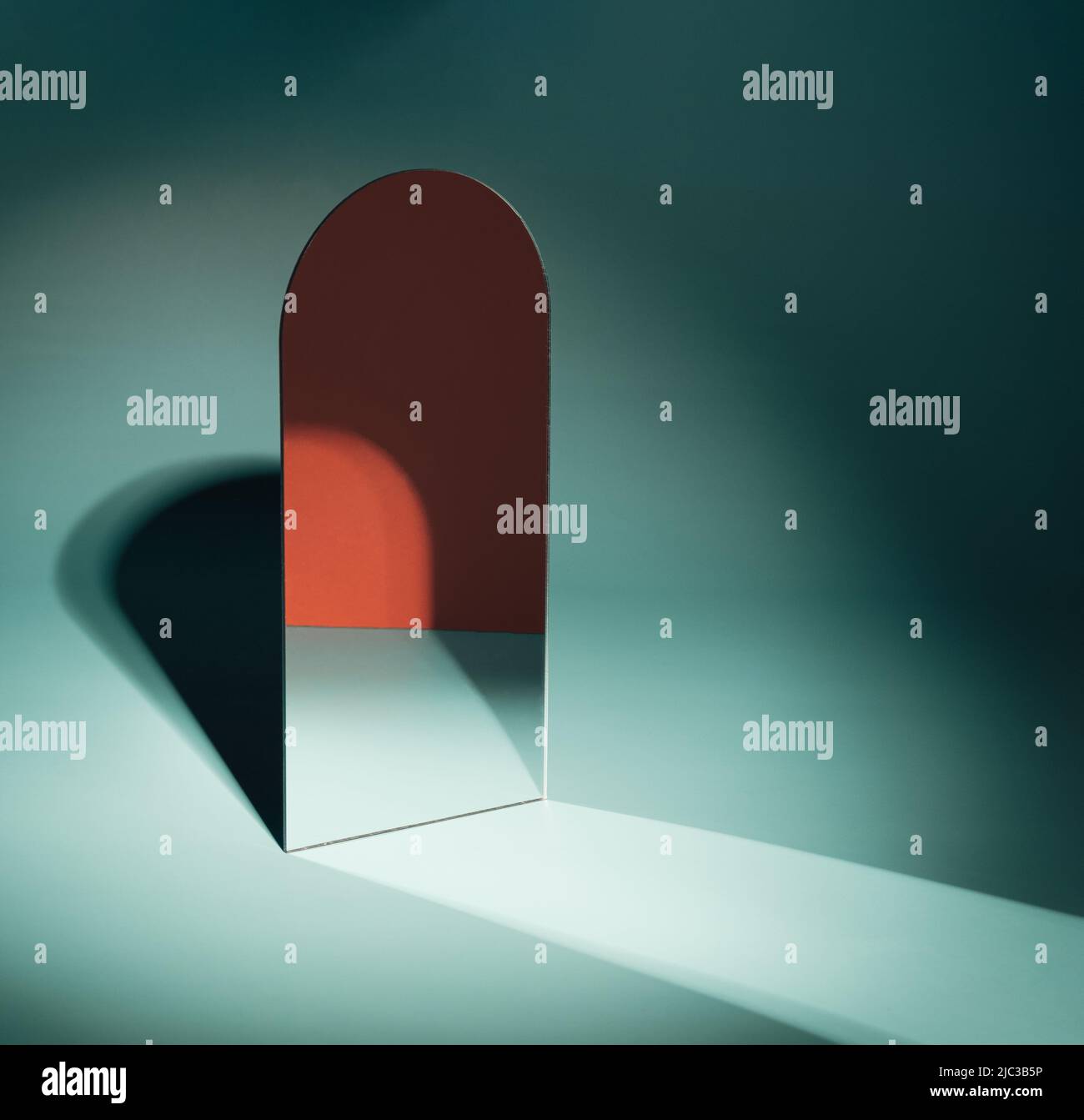 Light reflecting off of vertical mirror. Minimal geometric background ...