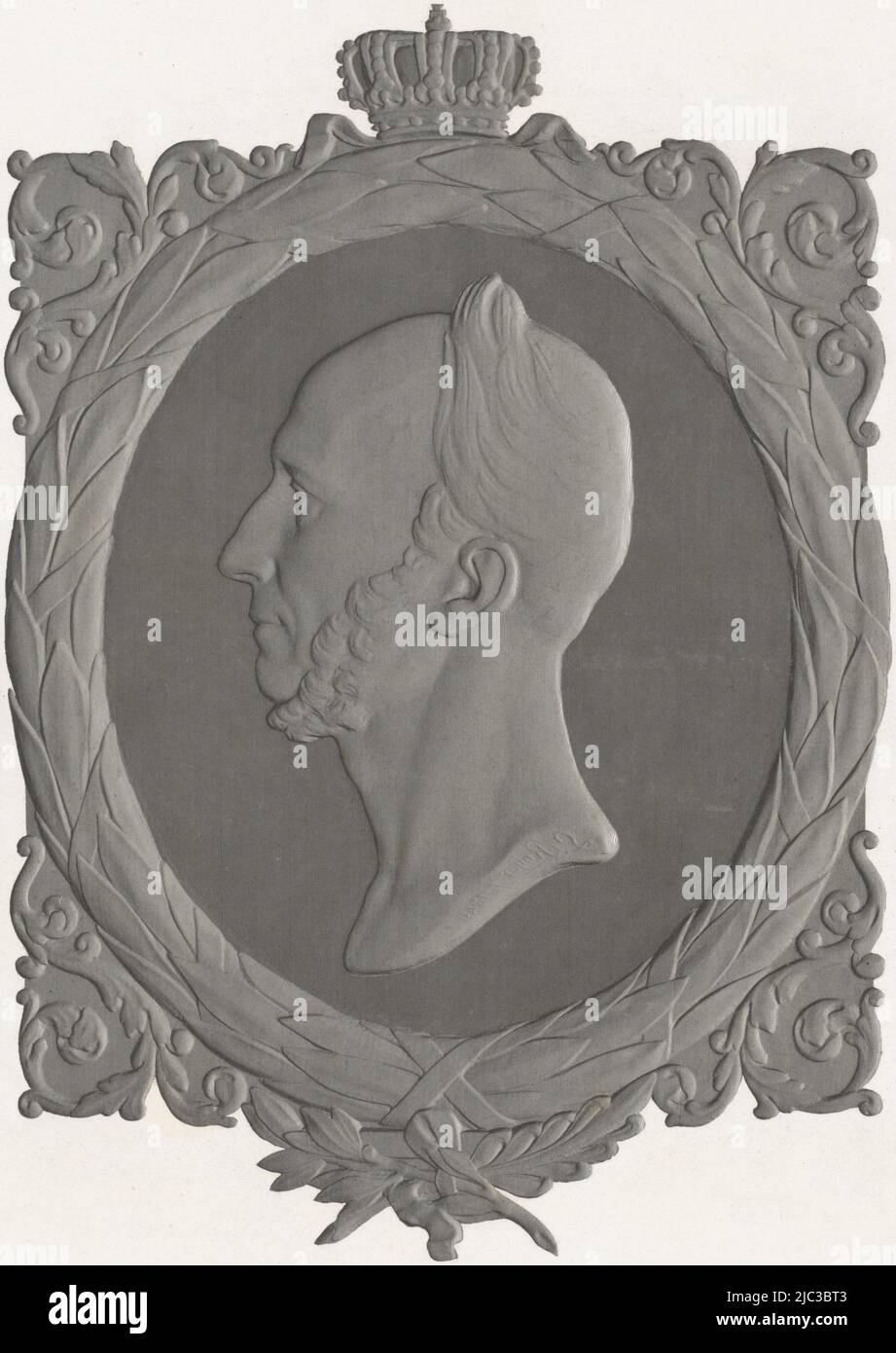 Bust of William II by Louis Royer in an ornamented oval of laurel ...