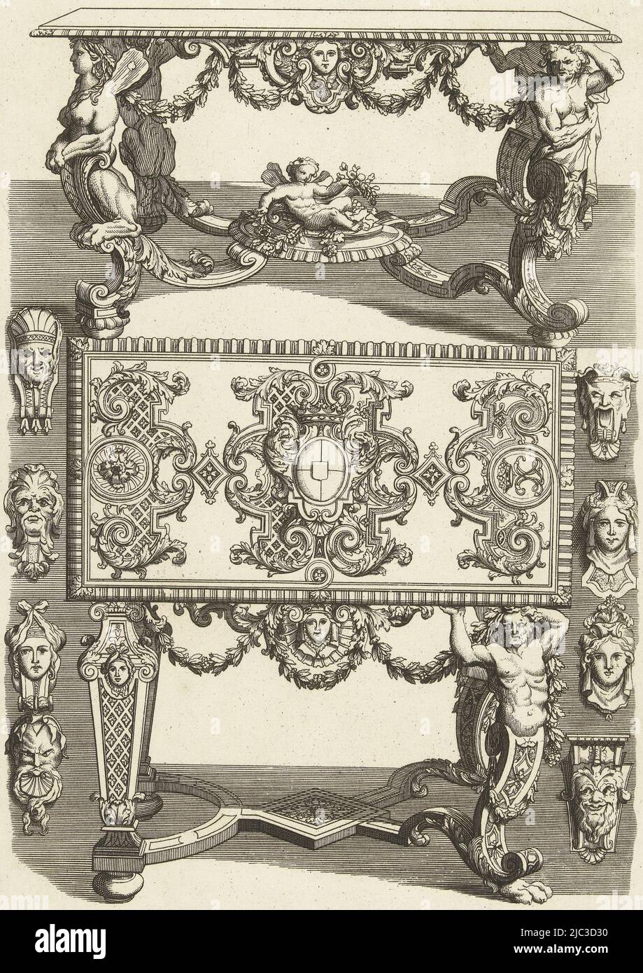 The upper table is drawn in perspective, with the lower one the table ...