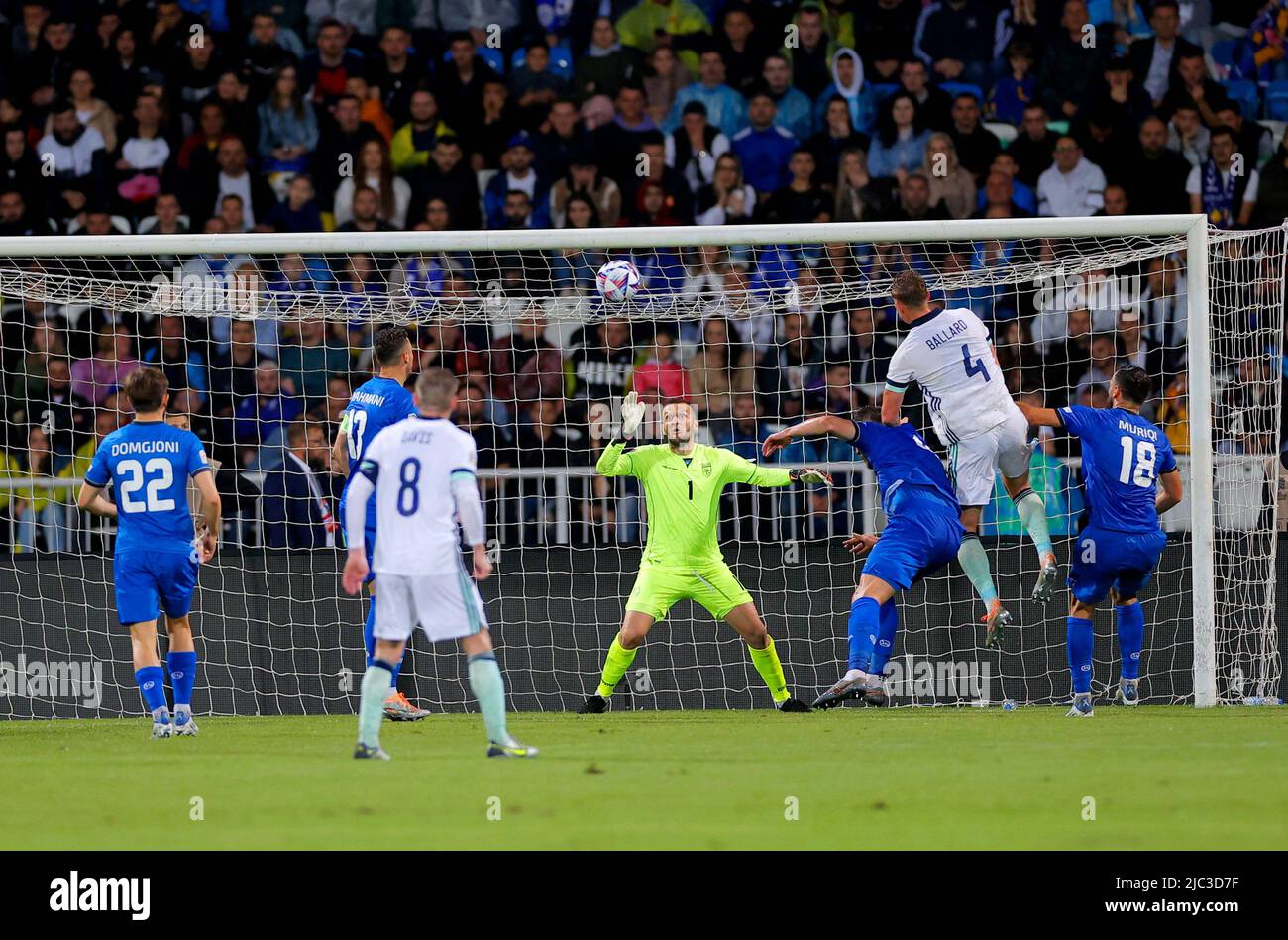 Northern Ireland's Daniel Ballard (second right) scores their side's ...