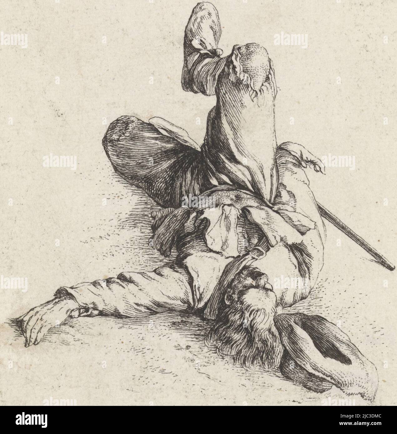 Wounded soldier lying down. Fifth print in a series of twelve prints ...