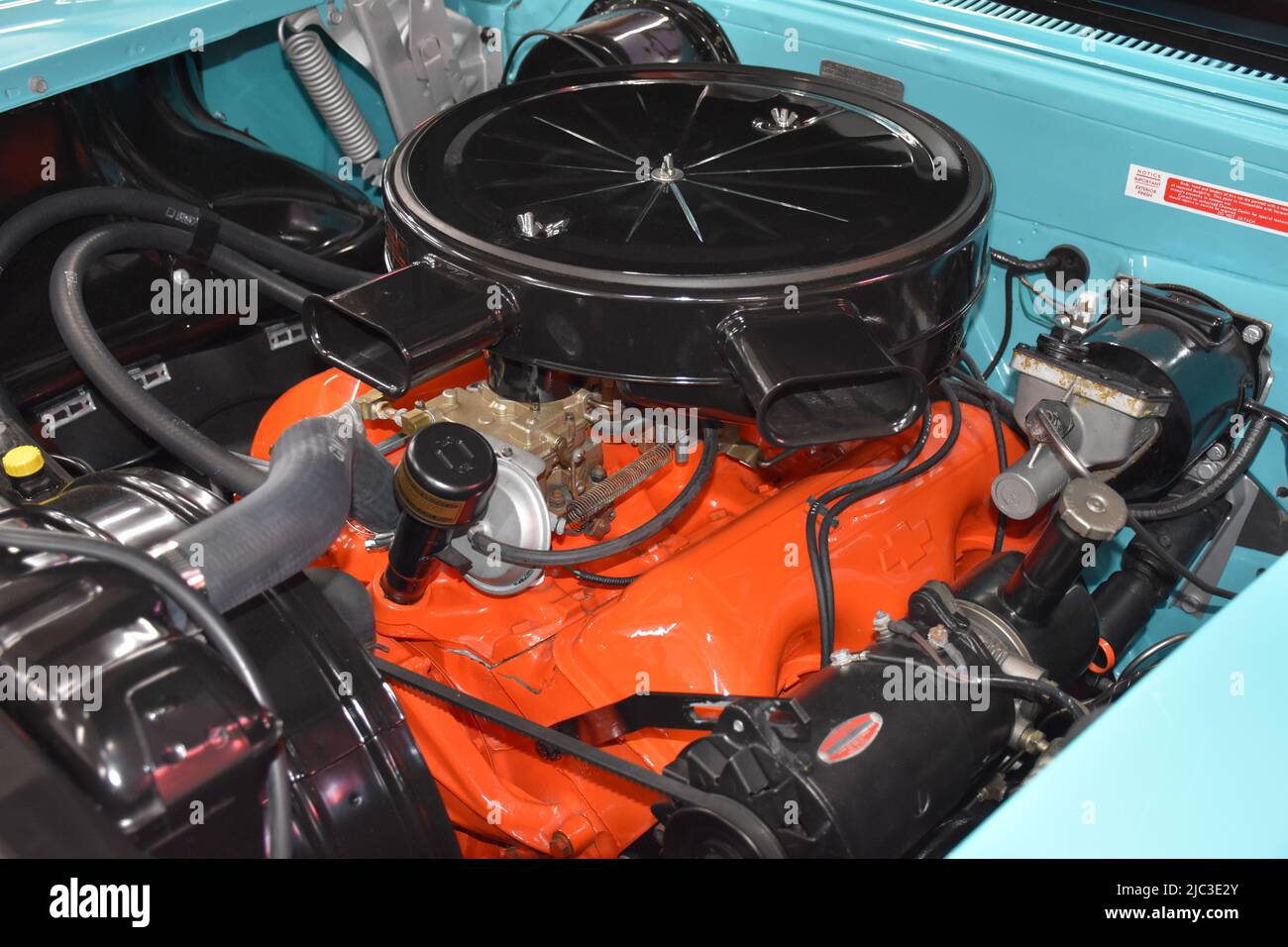 A 348 Engine in a 1958 Chevrolet on display at a car show Stock Photo ...